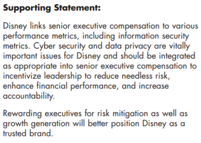 Disney Urging Shareholders to Vote Against Security & Privacy Proposal