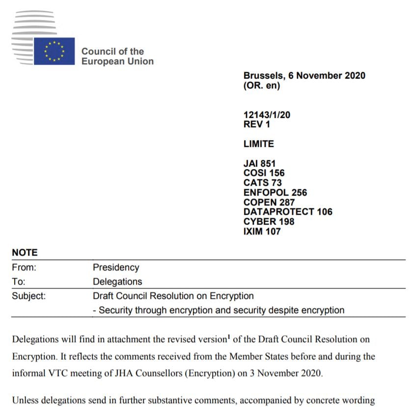 Leaked Document: New EU Push for Encryption Back Door